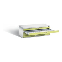 C+P Flachablageschrank Serie 7100_7200, H420xB1100xT765mm, Front Viridingr&uuml;n, Korpus Lichtgrau (7100-000) ; C + P M&ouml;belsysteme (7100-000|S10242)