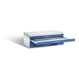 C+P Flachablageschrank Serie 7100_7200, H420xB1100xT765mm, Front Enzianblau, Korpus Lichtgrau (7100-000) ; C + P M&ouml;belsysteme (7100-000|S10120)