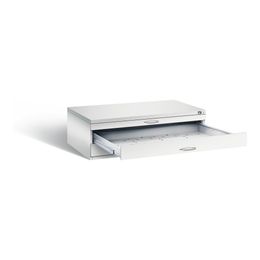 C+P Flachablageschrank Serie 7100_7200, H420xB1350xT960mm, Front Lichtgrau, Korpus Lichtgrau (7200-100) ; C + P M&ouml;belsysteme (7200-100|S10049)