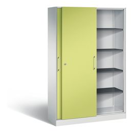 C+P Schiebet&uuml;renschrank Asisto, H1980xB1200xT435mm, Front Viridingr&uuml;n, Korpus Lichtgrau (142001-000) ; C + P M&ouml;belsysteme (142001-000|S10083)