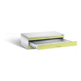 C+P Flachablageschrank Serie 7100_7200, H420xB1350xT960mm, Front Viridingr&uuml;n, Korpus Lichtgrau (7200-100) ; C + P M&ouml;belsysteme (7200-100|S10149)