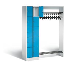 C+P Offene Garderobe Serie 8070, H1950xB1410xT480mm, Front Lichtblau, Korpus Lichtgrau (80720-00) ; C + P M&ouml;belsysteme (80720-00|S10024)