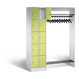 C+P Offene Garderobe Serie 8070, H1950xB1410xT480mm, Front Viridingr&uuml;n, Korpus Lichtgrau (80720-00) ; C + P M&ouml;belsysteme (80720-00|S10208)