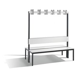 C+P Doppelseitige Garderobenbank mit R&uuml;ckenlehne, Basic Plus, H1650xB1500xT760mm, Gestell Schwarzgrau / Dekor Wei&szlig; (8061-200) ; C + P M&ouml;belsysteme (8061-200|S10000)