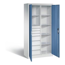 C+P Werkzeugschrank Acurado, H1950xB930xT500mm, Front Fernblau, Korpus Lichtgrau (8921-305) ; C + P Möbelsysteme (8921-305|S10172)