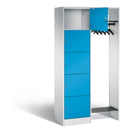 C+P Offene Garderobe Serie 8070, H1950xB960xT480mm, Front Lichtblau, Korpus Lichtgrau (82700-00) ; C + P M&ouml;belsysteme (82700-00|S10001)