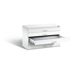 C+P Flachablageschrank Serie 7100_7200, H760xB1100xT765mm, Front Verkehrswei&szlig;, Korpus Verkehrswei&szlig; (7101-100) ; C + P M&ouml;belsysteme (7101-100|S10259)