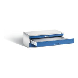 C+P Flachablageschrank Serie 7100_7200, H420xB1100xT765mm, Front Enzianblau, Korpus Lichtgrau (7100-100) ; C + P M&ouml;belsysteme (7100-100|S10093)