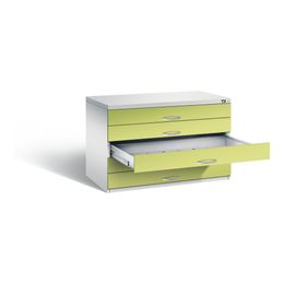 C+P Flachablageschrank Serie 7100_7200, H760xB1100xT765mm, Front Viridingr&uuml;n, Korpus Lichtgrau (7101-100) ; C + P M&ouml;belsysteme (7101-100|S10254)