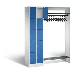 C+P Offene Garderobe Serie 8070, H1950xB1410xT480mm, Front Enzianblau, Korpus Lichtgrau (80720-00) ; C + P M&ouml;belsysteme (80720-00|S10010)