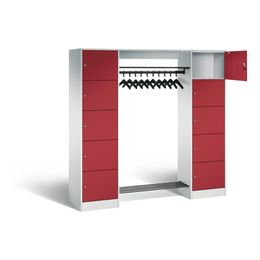 C+P Offene Garderobe Serie 8070, H1950xB1870xT480mm, Front Rubinrot, Korpus Lichtgrau (82710-00) ; C + P M&ouml;belsysteme (82710-00|S10003)