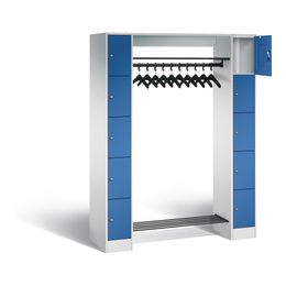 C+P Offene Garderobe Serie 8070, H1950xB1430xT480mm, Front Enzianblau, Korpus Lichtgrau (80710-00) ; C + P M&ouml;belsysteme (80710-00|S10005)