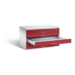 C+P Flachablageschrank Serie 7100_7200, H760xB1350xT960mm, Front Rubinrot, Korpus Lichtgrau (7201-100) ; C + P M&ouml;belsysteme (7201-100|S10188)