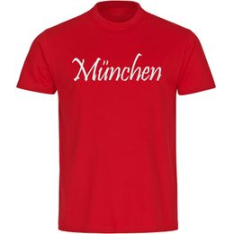 multifanshop Kinder T-Shirt - M&uuml;nchen rot - Schriftzug - Druck wei&szlig; - Kind