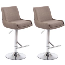 TPFLiving 2er Set Barhocker Cludo Gestell Metall in Chromoptik Stoff Creme