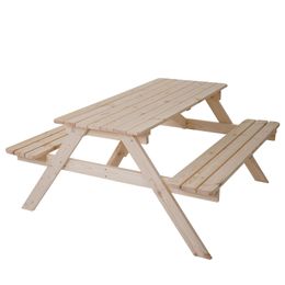 MCW Biergarten-Garnitur Bergamo, Picknick-Set, Holz Gastronomie-Qualität massiv 148x150cm