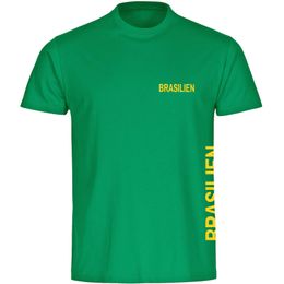 multifanshop Kinder T-Shirt - Brasilien - Brust & Seite - Druck gelb - Kind