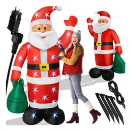Kesser® Aufblasbarer Weihnachtsmann XXL LED beleuchtet inkl. Befestigungsmaterial Weihnachtsdekoration Weihnachtsdeko Figur , geräuscharmes Gebläse, Nikolaus Santa witterungsbeständig IP44