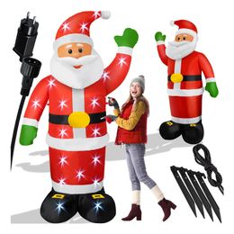 Kesser® Aufblasbarer Weihnachtsmann XXL LED beleuchtet inkl. Befestigungsmaterial Weihnachtsdekoration Weihnachtsdeko Figur , geräuscharmes Gebläse, Nikolaus Santa witterungsbeständig IP44