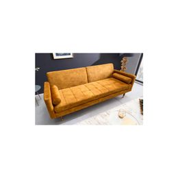 Riess Ambiente riess-ambiente Schlafsofa COUTURE - 196cm senfgelb Microvelours 3-Sitzer Couch Bettfunktion ink. Kissen