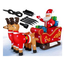 Kesser® Aufblasbarer Weihnachtsmann mit Schlitten XXL Nikolaus Rentiere Weihnachten Santa Claus Deko LED Beleuchtet inkl. Befestigungsmaterial Weihnachtsdekoration Weihnachtsdeko