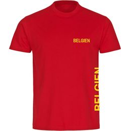multifanshop Kinder T-Shirt - Belgien - Brust & Seite - Druck gelb - Kind