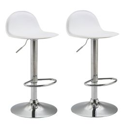 TPFLiving 2er Set Barhocker Luna V2 Gestell Metall in Chromoptik Kunstleder Rot