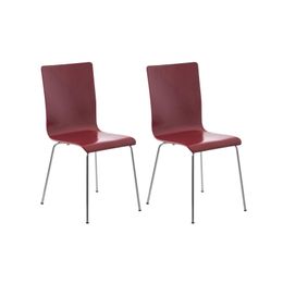 TPFLiving 2er Set Besucherstuhl Peppo mit Holzsitz und Gestell in Chromoptik Farbe: Braun