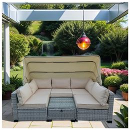 HTI-Living Loungemöbel Grau/Beige 6-teiliges Set