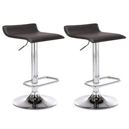 TPFLiving 2er Set Barhocker Dynasty One Gestell Metall in Chromoptik Kunstleder Schwarz