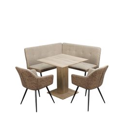 HTI-Living Sitzgruppe Taupe/Antikbraun Joschka
