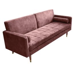 Riess Ambiente riess-ambiente Schlafsofa COUTURE - 196cm altrosa Microvelours 3-Sitzer Couch Bettfunktion ink. Kissen