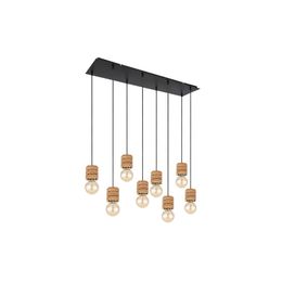 etc-shop Hängeleuchte, 8-Flammig, Holz braun, schwarz, L 98 cm