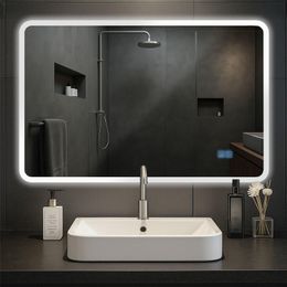CLP Badspiegel Jericho mit Beleuchtung, Bluetooth-Lautsprecher, Anti-Beschlag Badezimmerspiegel, Wandspiegel LED dimmbar, 3 Licht-Modi