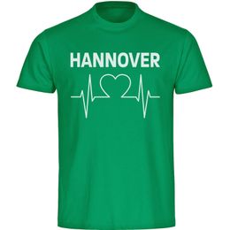multifanshop Kinder T-Shirt - Hannover - Herzschlag - Druck wei&szlig; - Kind