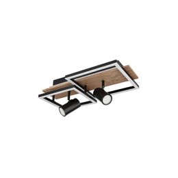 etc-shop LED Deckenlampe, Metall Holzoptik, schwarz, Memory-Funktion
