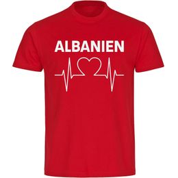 multifanshop Kinder T-Shirt - Albanien - Herzschlag - Druck wei&szlig; - Kind