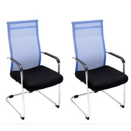 TPFLiving 2er Set Besucherstühle Brent Netzbezug Gestell Metall in Chromoptik Grau