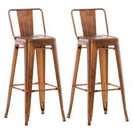 TPFLiving 2er Set Barhocker Massimo Metall Orange