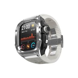 Wigento Für Apple Watch Ultra 2 / 1 49mm Silikon Armband Metall Gehäuse Hülle