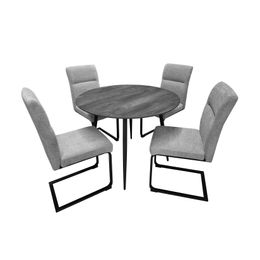 HTI-Living Sitzgruppe Liron Tisch und 4 Schwingstühle Grau