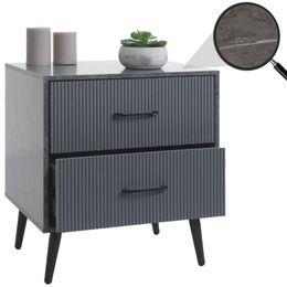 Nachttisch MCW-N89, Kommode Beistelltisch Nachtschrank, 3D-Design Schublade Melamin Holz, 55x48x41cm ~ Marmor-Optik grau