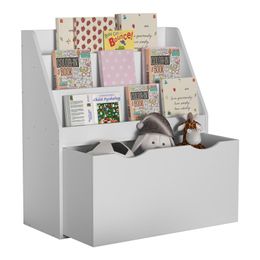Vcm Holzregal mit Rollen Schublade platzsparendes Kinder Regal Maße: H. 80 x B. 73 x T. 30 cm Elegantes Regal stehend Aufbewahrungsbox Bücherregal Aufbewahrungsregal - Besira L