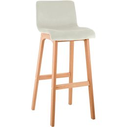 CLP Barhocker mit Lehne Hover, Barstuhl Holz Natura gepolstert mit Samtbezug, Tresenstuhl 77cm Sitzhöhe