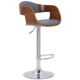 TPFLiving Barhocker Kingsley Gestell Metall in Chromoptik Holz/Kunstleder Natura/Schwarz