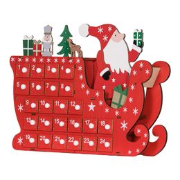 Adventskalender zum Befüllen 24 Schubladen Fächer Weihnachtskalender Adventskalenderbox Weihnachtsdekoration DIY MDF-Platte Rot 22,5 x 8 x 36 cm