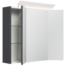 Posseik Spiegelschrank 75cm inkl. Design LED-Lampe und Glasböden weiss hochglanz