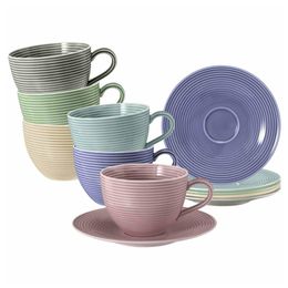 Seltmann Weiden Teetassen mit Untertassen Beat Color Glaze 140 ml 6er Set