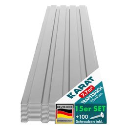Karat homeliving Trapezblech Wand- & Dachverkleidung Profilblech Hellgrau 15 Stück