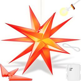Kesser® Leuchtstern 3D, LED Weihnachtsstern mit Timer für innen und außen, Adventsstern Beleuchtet hängend Stern + Warmweiß Licht
